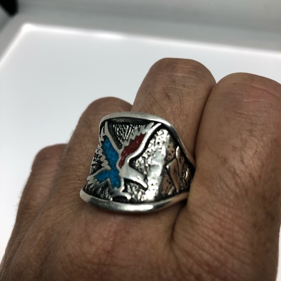 Nemesis jewrlry NYC | Accessories | Vintage Turquoise Inlay Eagle Ring ...